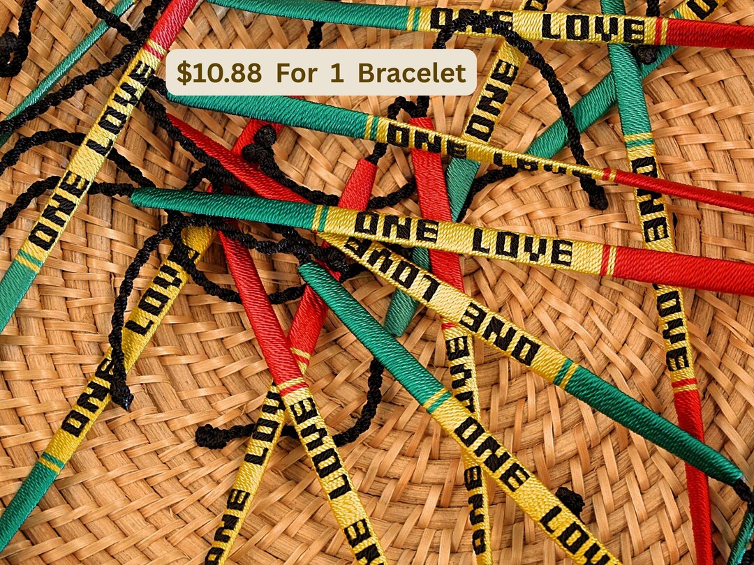 ONE LOVE Hand Woven Bracelets in Rasta Colors for Wrist or Ankle - Etsy