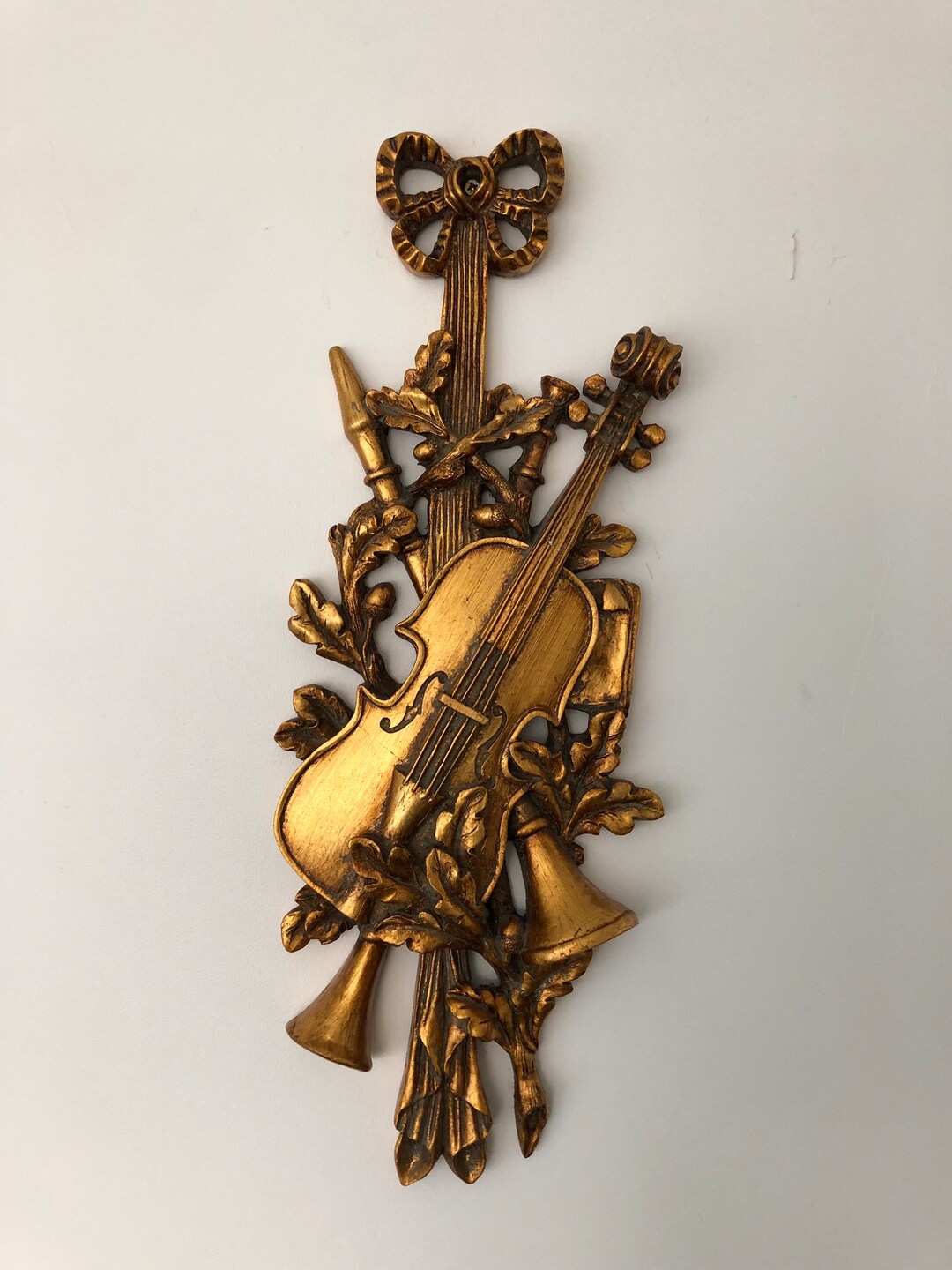 Ornate Italian 'rococo' Gilded Wall Decor Classical Musical Instruments ...