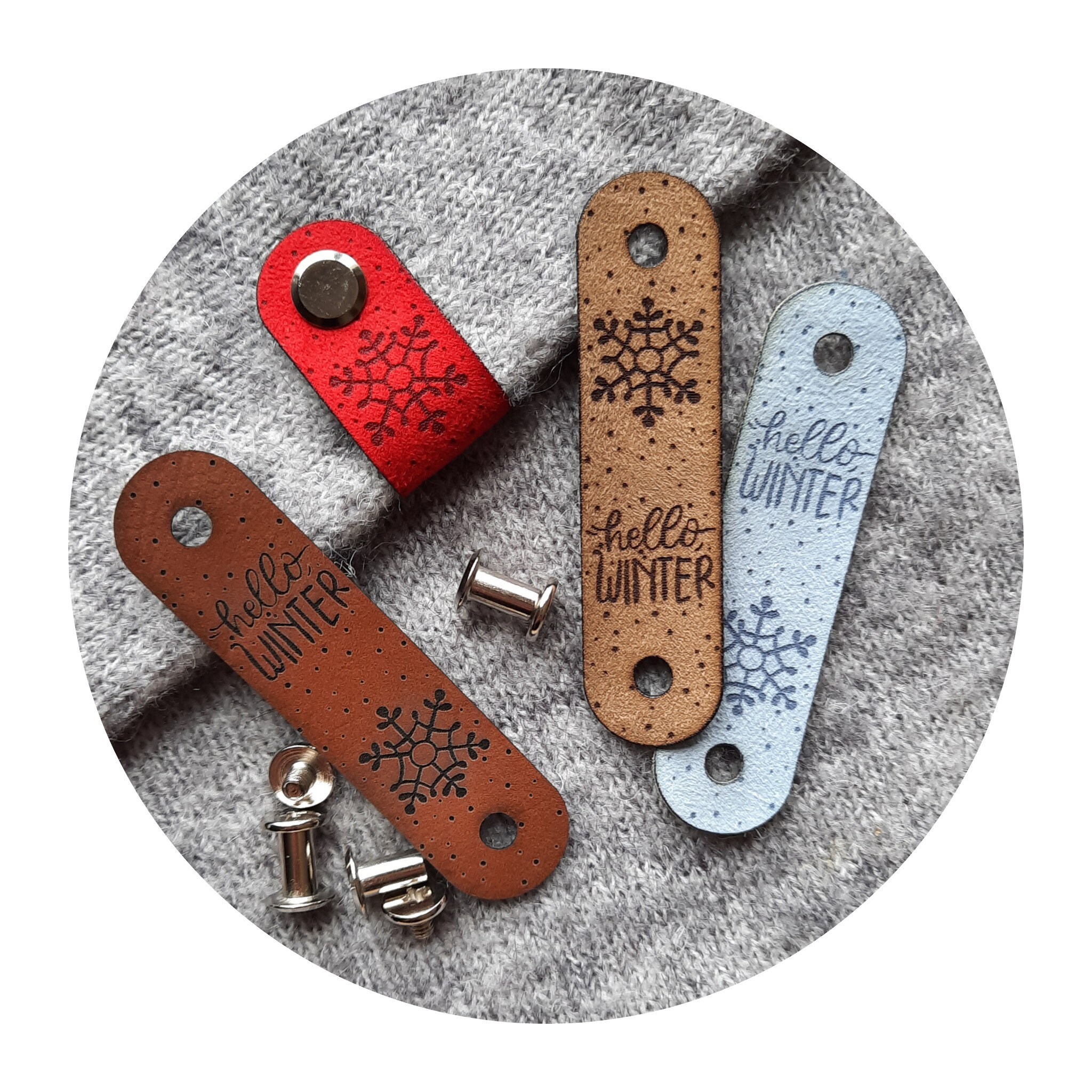 10x PU leather tags with metal rivet Hello WINTER and | Etsy 10x PU leather tags with metal rivet Hello WINTER and | Etsy