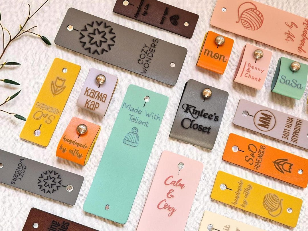 Custom Labels With Rivets; Washable Faux Leather Tags; Logo Labels for ...