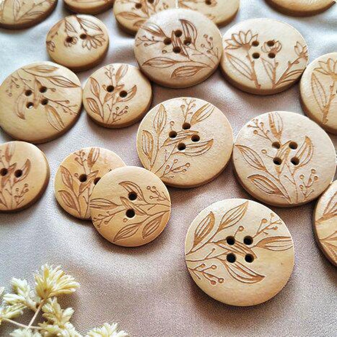 Set of Eco-friendly Wooden Buttons for Sewing, Knitting, and Craft ...