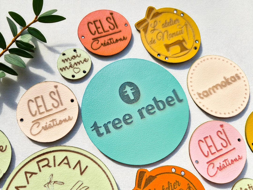 Custom-made Round Tags for Handmade Goods, Easy-to-sew Faux Leather ...