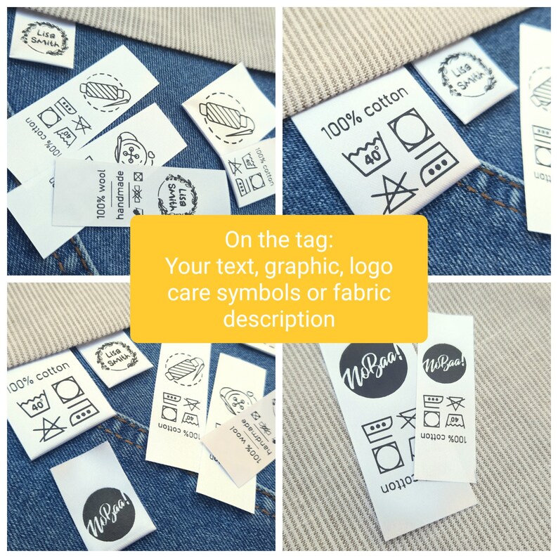 50x CUSTOM Clothing TAGS Care Labels Sewing Labels Sew in - Etsy