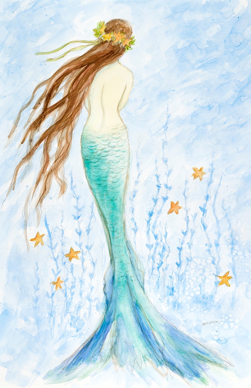 Mermaid Print 11 X 14 by Tina Obrien 'my - Etsy