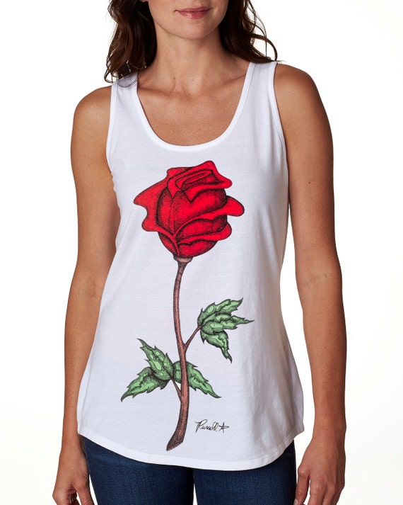 Rose Tank Top Traditonal Classic T-shirt Fashion Silkscreen | Etsy