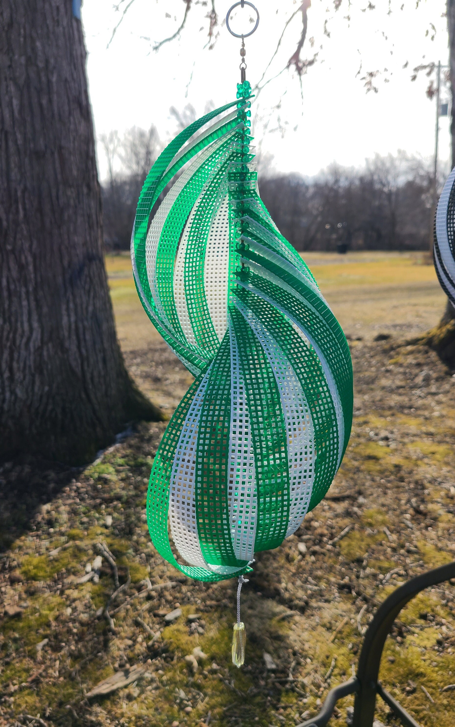 NEW Plastic Canvas Conch Shell Whirligig Spinner Green & White - Etsy