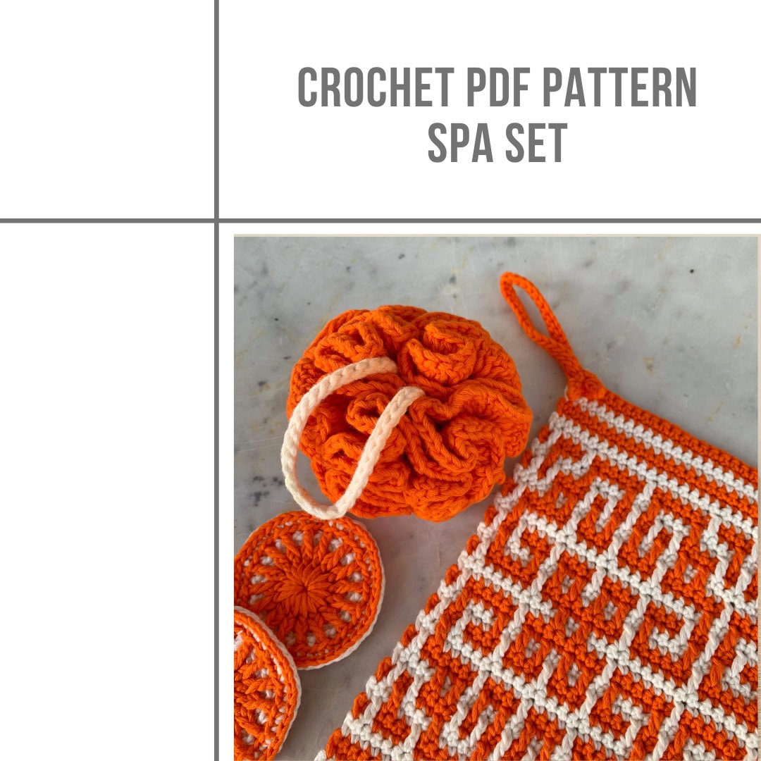 Crochet Spa Set PDF Pattern, Inset Mosaic Crochet Bathroom Set Pattern ...