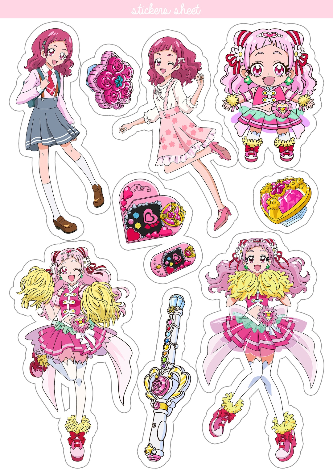 Precure Pretty Cure Hugtto Cute Sticker Sheets - Etsy