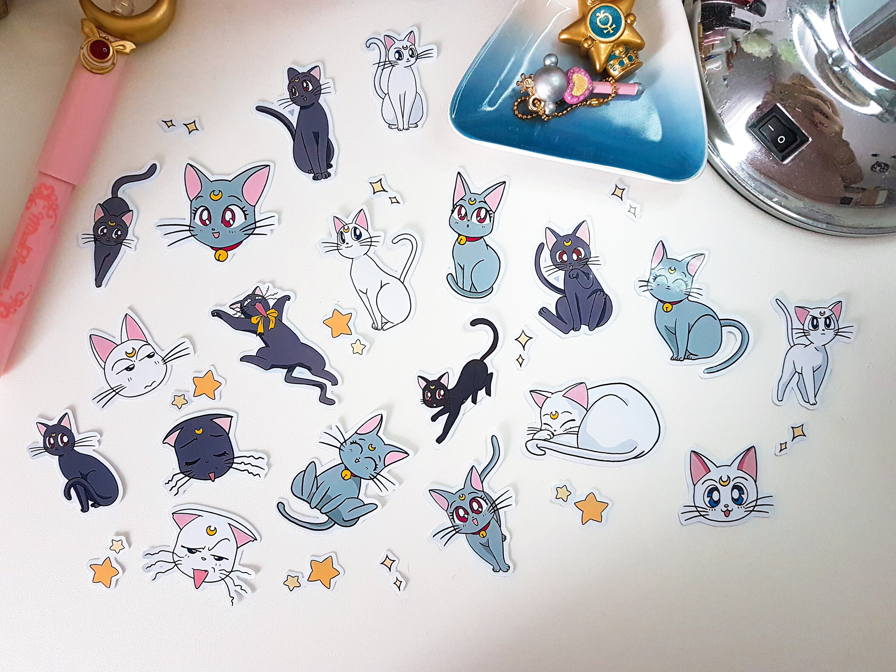 Magical Girl Cat Stickers, Friends, Handmade Planner Decals - Etsy