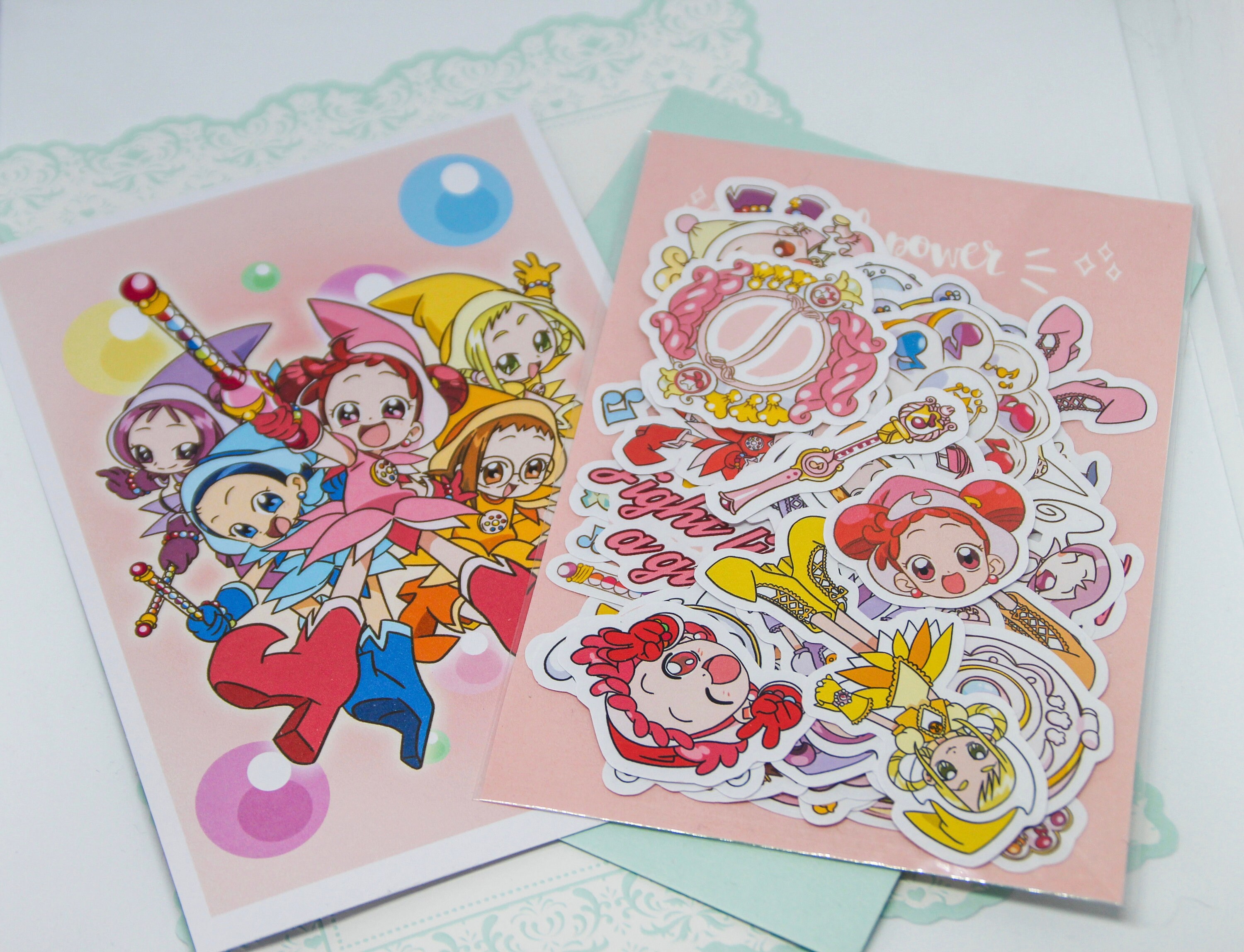 Cute magical girls glitter stickers and postcard set Sets Paper ...