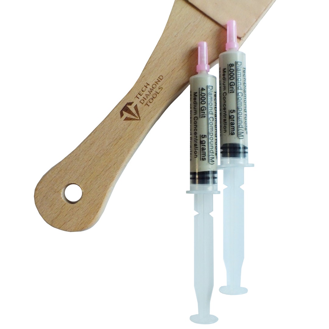 Knife Sharpening Kit, 11" Leather Strop and Two 25% Diamond Polishing ...