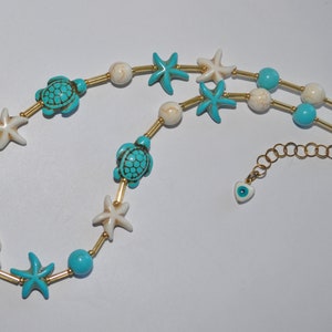 Summer Necklace, Beach Necklace, Oceanic Influence, White & Turquoise ...