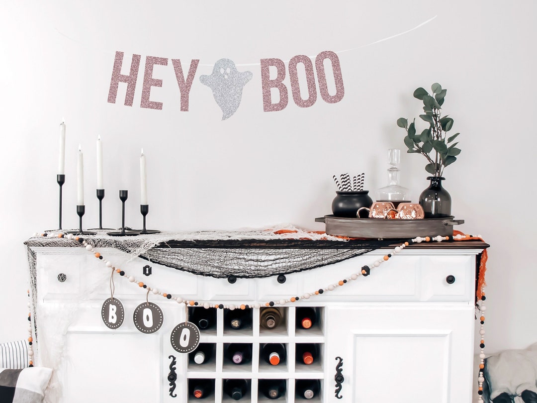 Hey Boo Halloween Banner, Halloween Party, Halloween Garland, Halloween ...