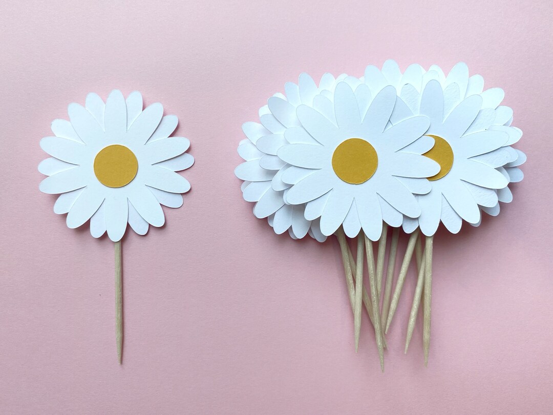 Daisy Cupcake Toppers, Daisy Party Decor, Boho Floral Food Picks ...
