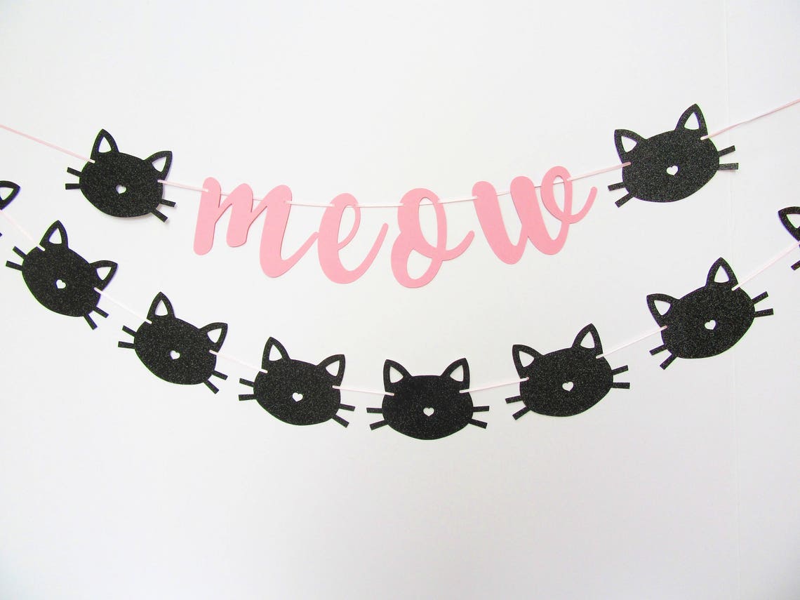 Cat Banner Cat Themed Birthday Kitten Banner Kitten - Etsy