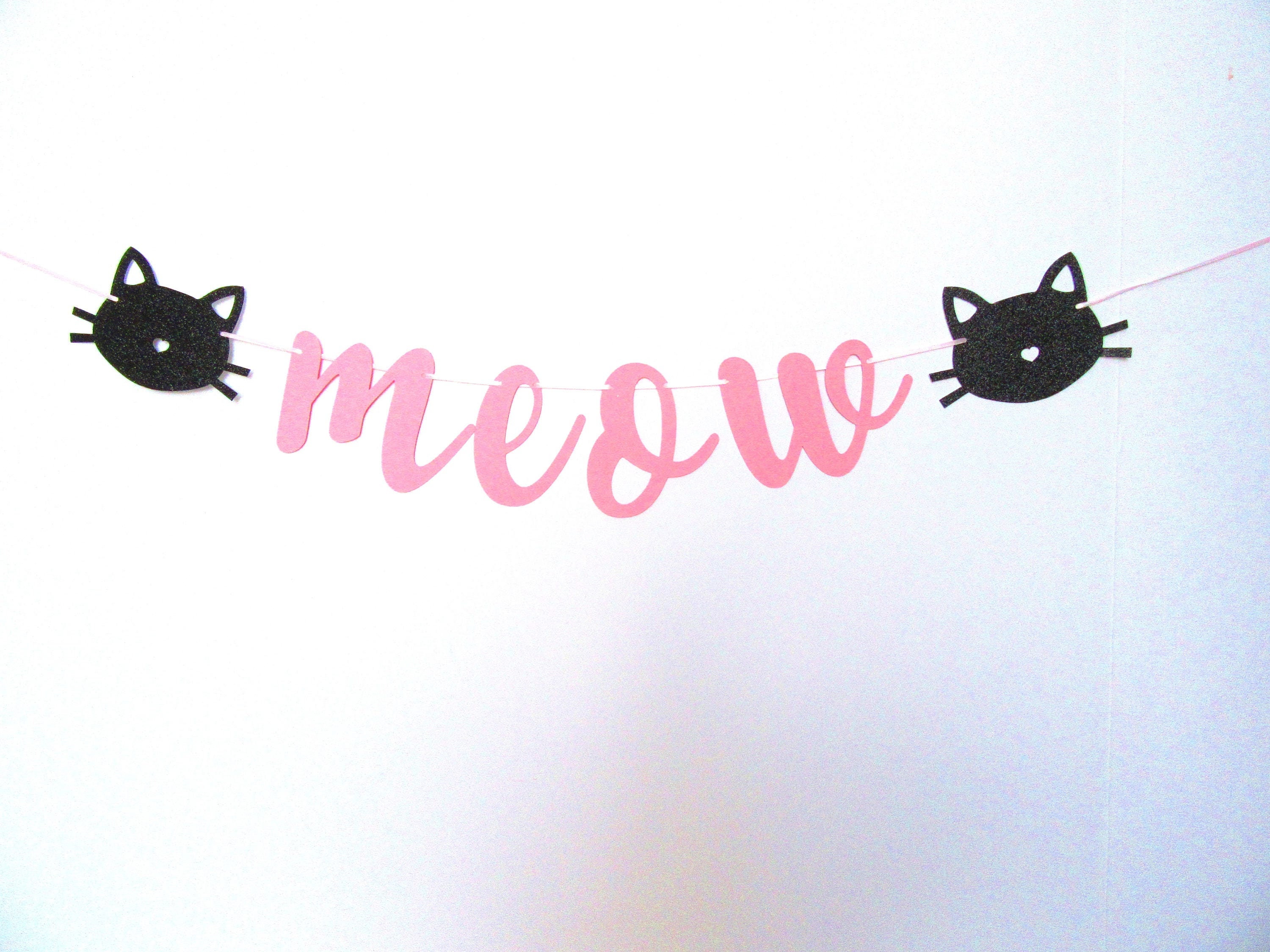 Meow Banner. Cat Party Decor Kitten Banner Kitten Party Cat - Etsy