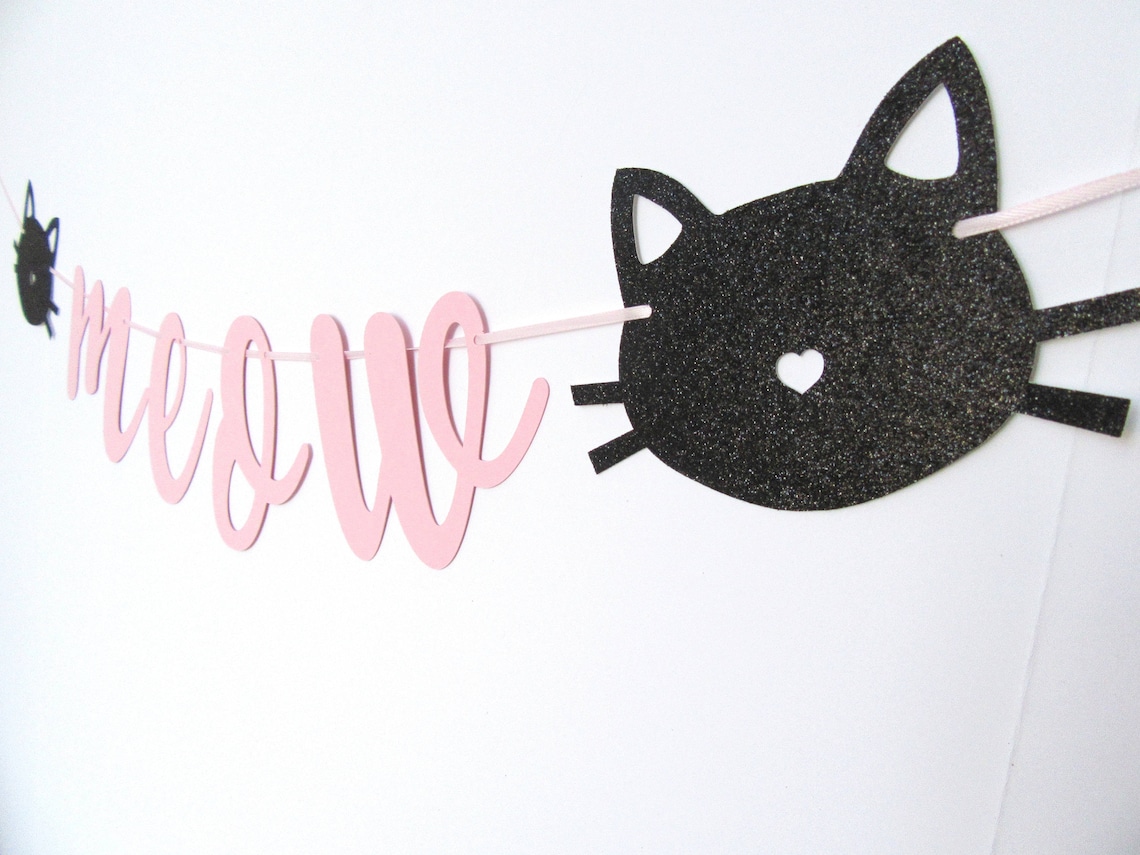 Meow Banner. Cat Party Decor Kitten Banner Kitten Party Cat - Etsy