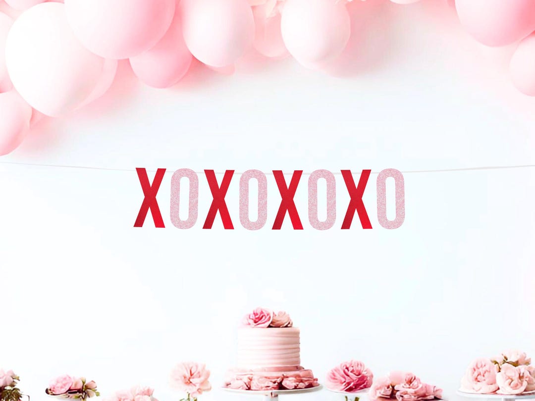Valentines Day Banner, XOXO Banner, Galentines Day Party Decor, Glitter ...