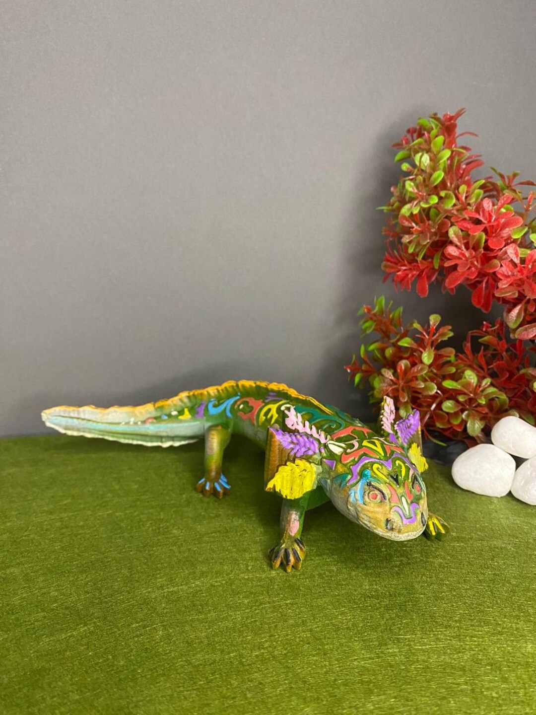 Hand-painted Wood Axolotl Figurine - Mexican Alebrije Folk Art - Etsy