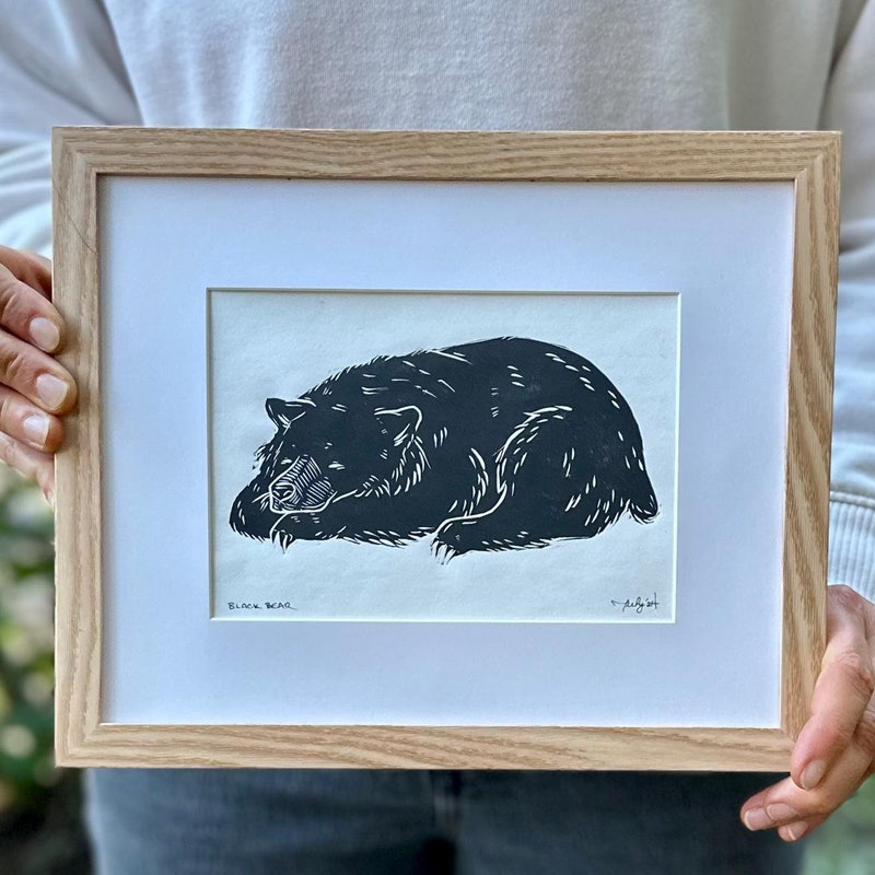 Linocut Bear - Etsy