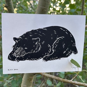 Black Bear Block Print - Etsy
