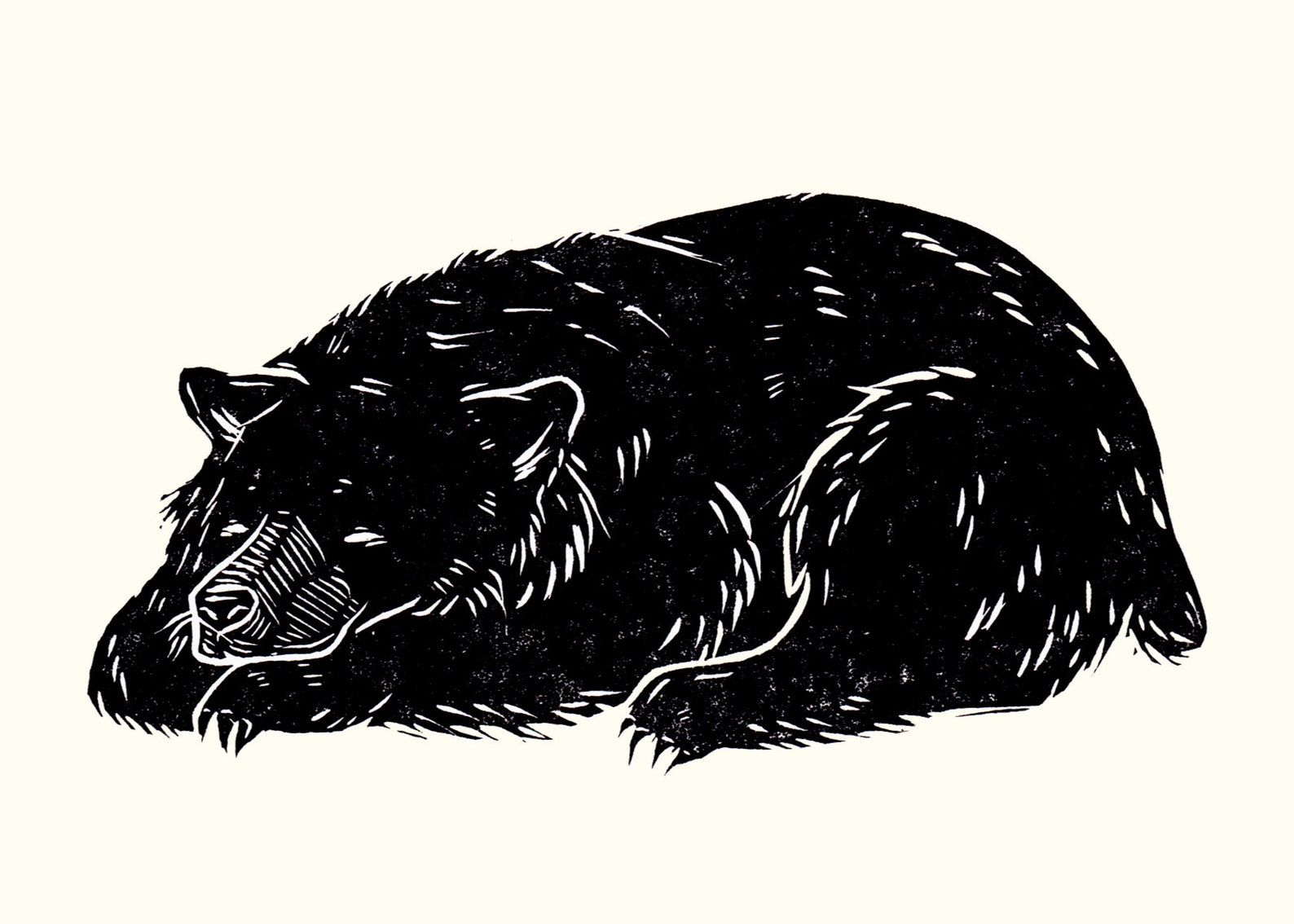 Black Bear Block Print Handmade Unique Art Print Linocut - Etsy