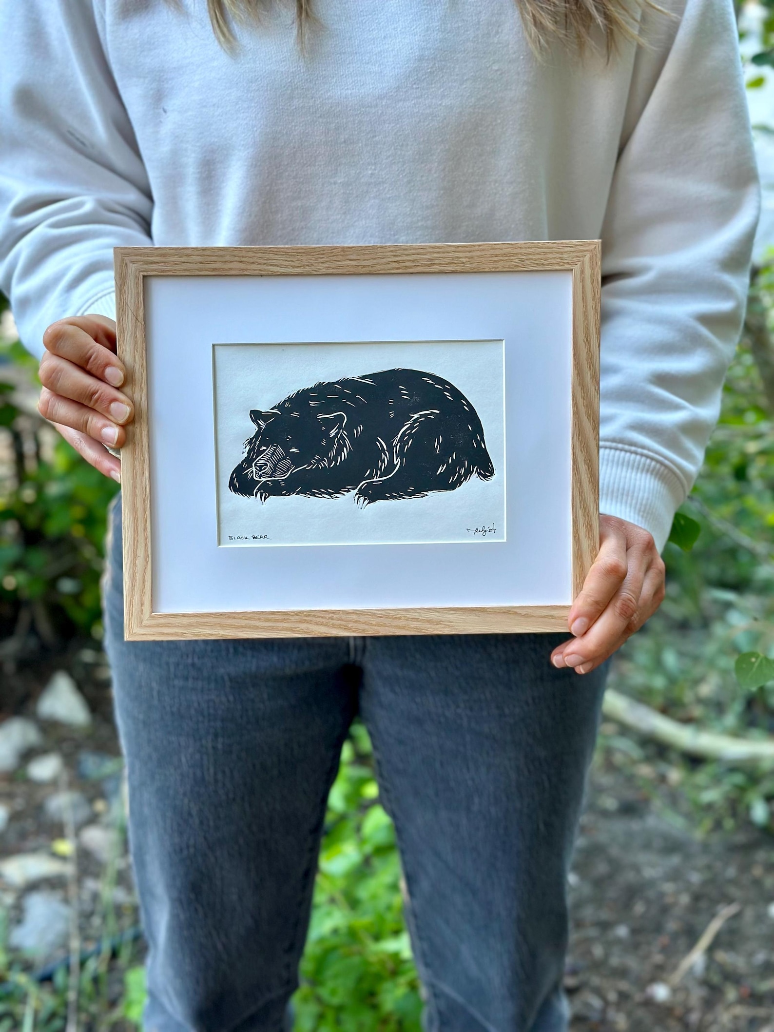 Black Bear Block Print Handmade Unique Art Print Linocut - Etsy