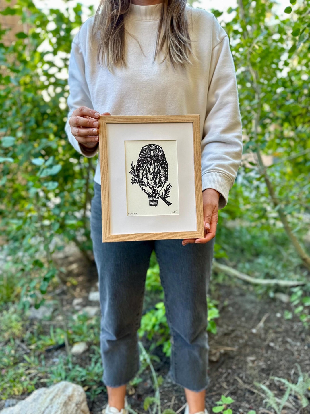 Pygmy Owl Block Print Hand Carved Unique Linocut Art - Etsy