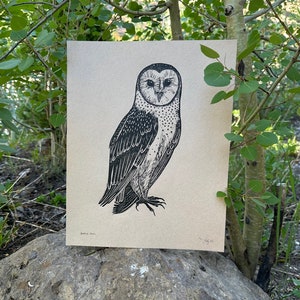 Barn Owl Block Print - Etsy