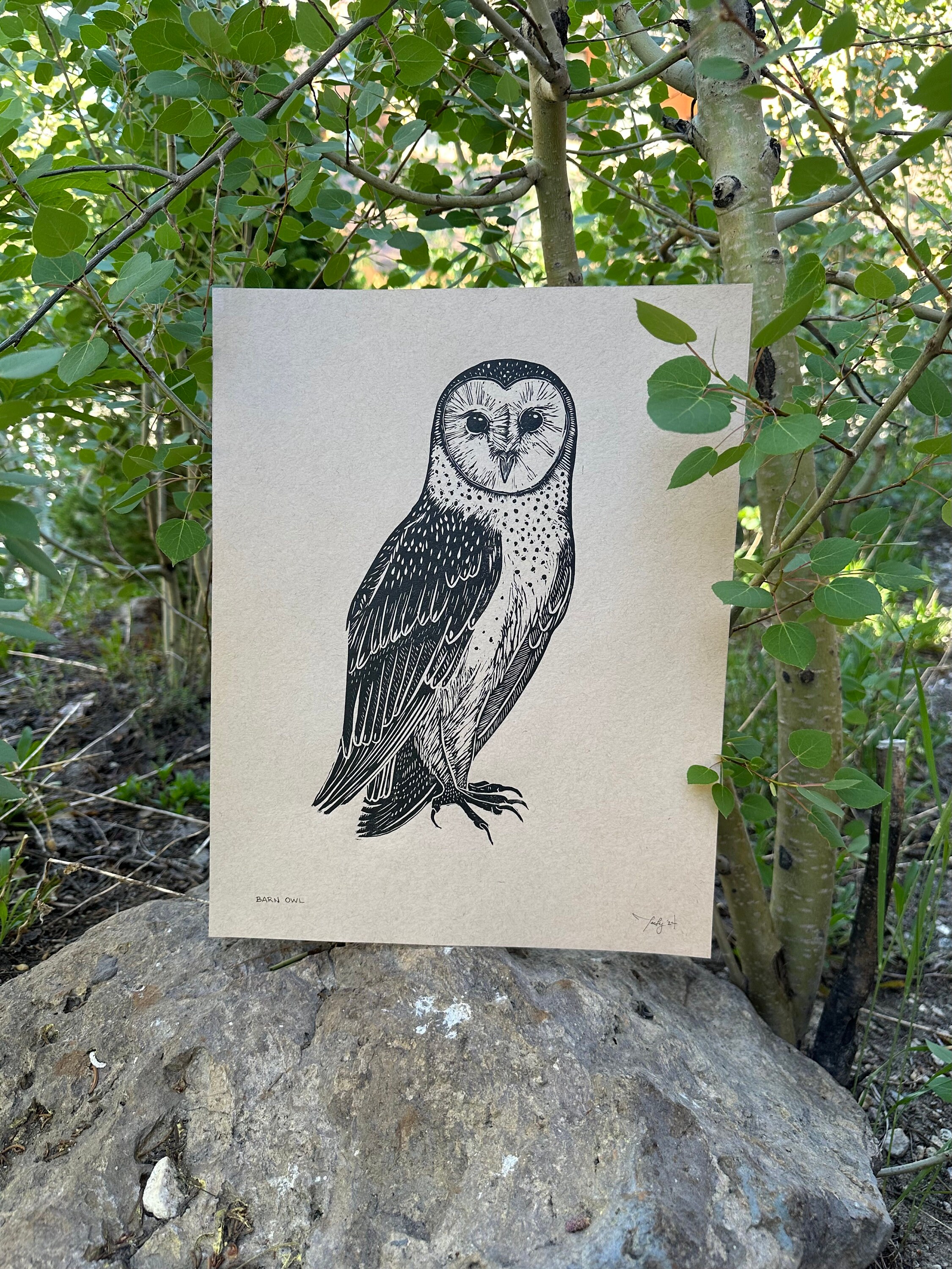 Barn Owl Block Print - Etsy