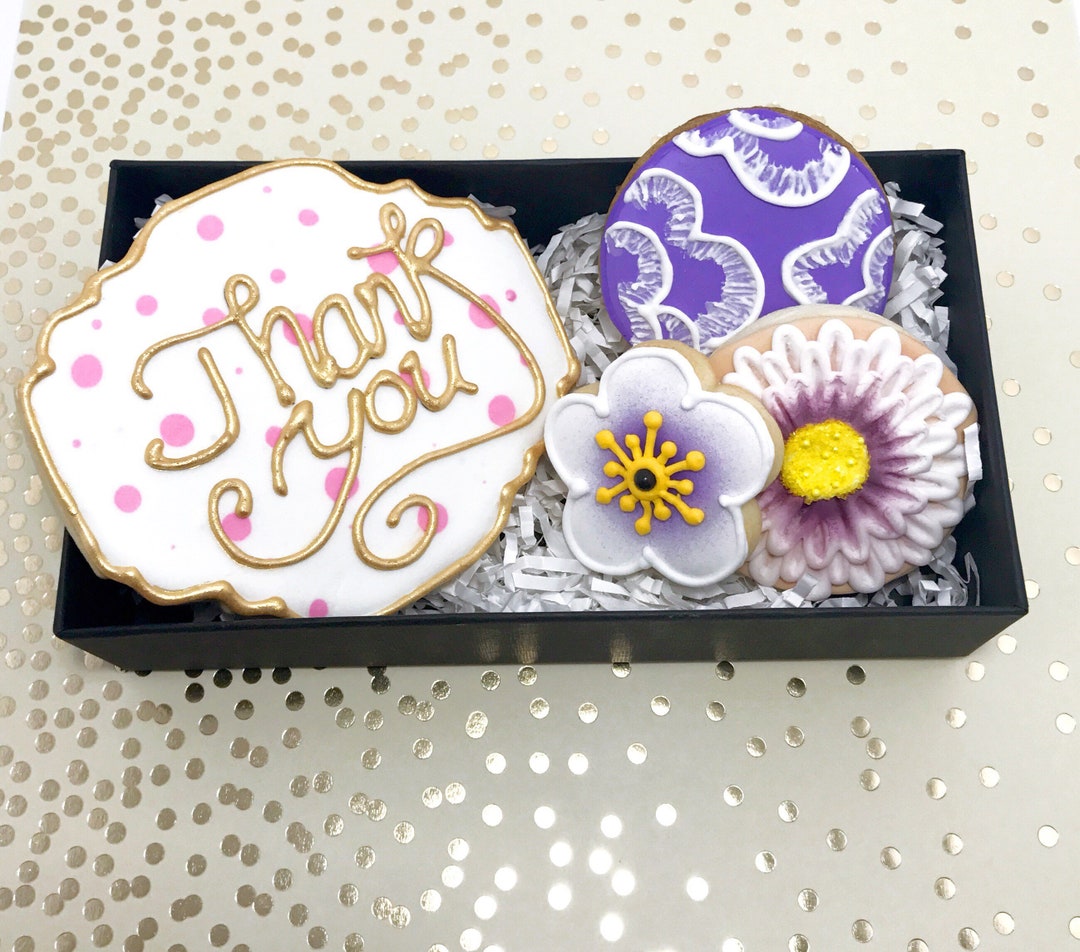 Thank You Sugar Cookies 1 Pack thank You Cookie 3 Floral - Etsy