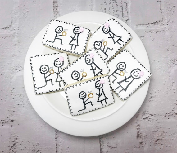 Stick Figure Engagement Cookies 1 Dozen - Etsy
