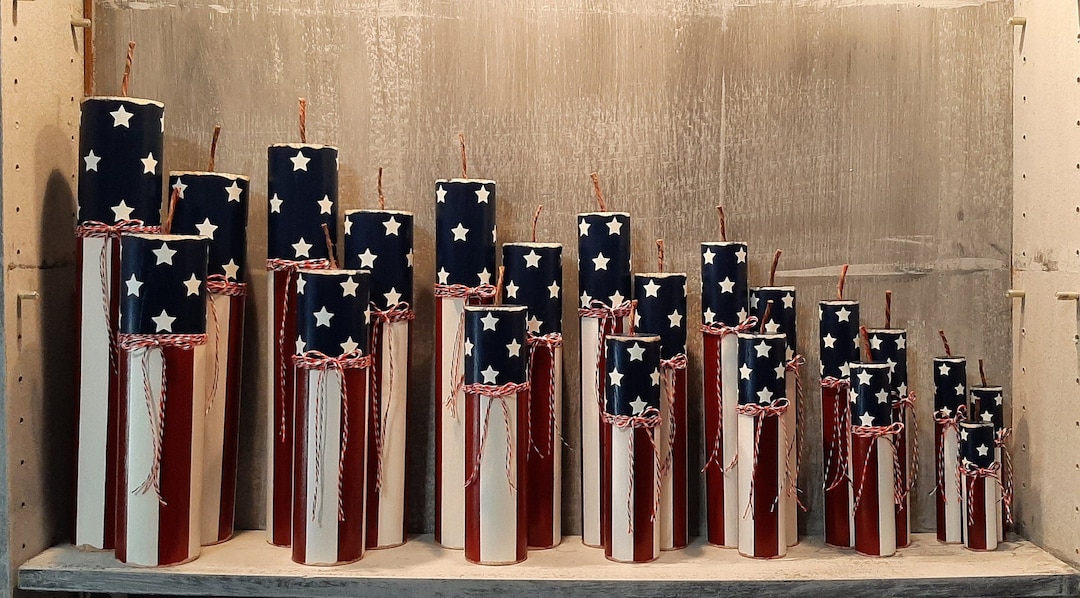 Independence Day Firecracker Decor: Patriotic Americana Wood Set - Etsy