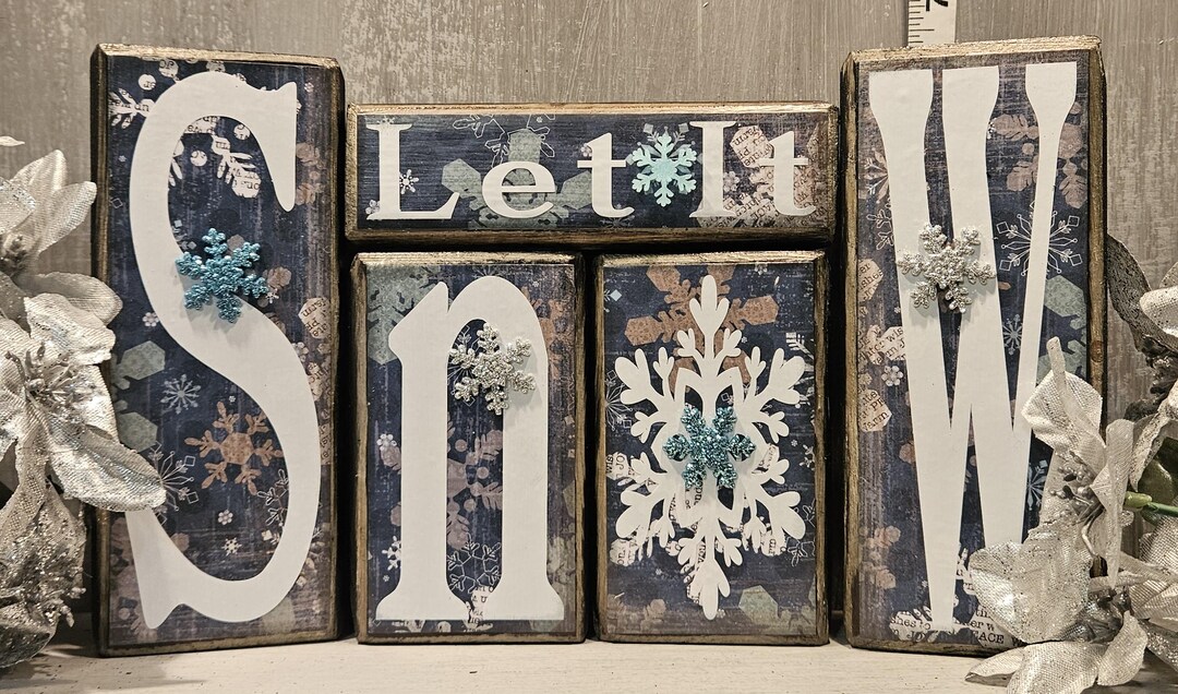 Winter, Christmas, Snow, Word Blocks, Shelf/mantle Décor, Holiday ...
