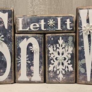 Winter, Christmas, Snow, Word Blocks, Shelf/mantle Décor, Holiday ...
