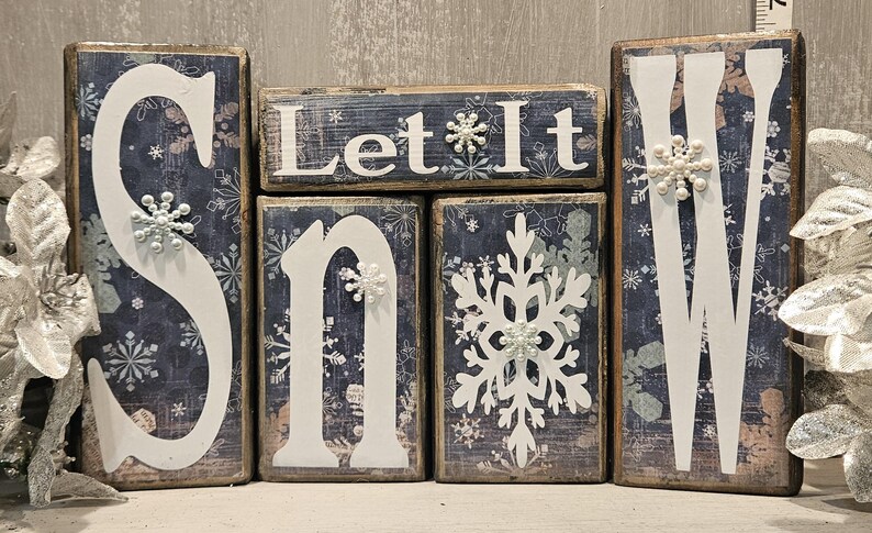 Winter, Christmas, Snow, Word Blocks, Shelf/mantle Décor, Holiday ...