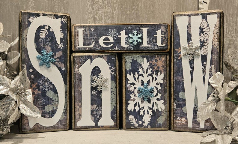 Winter, Christmas, Snow, Word Blocks, Shelf/mantle Décor, Holiday ...