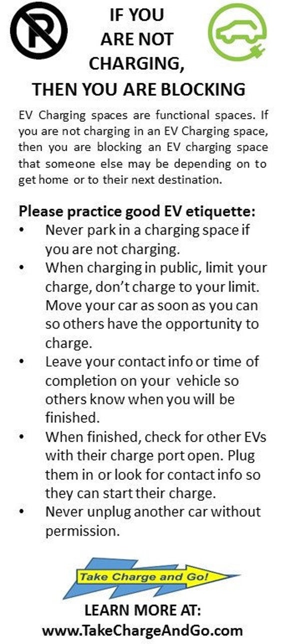 EV Etiquette Survival Pack Hang Tags Charge Notices and Sticky Note Requests Etsy