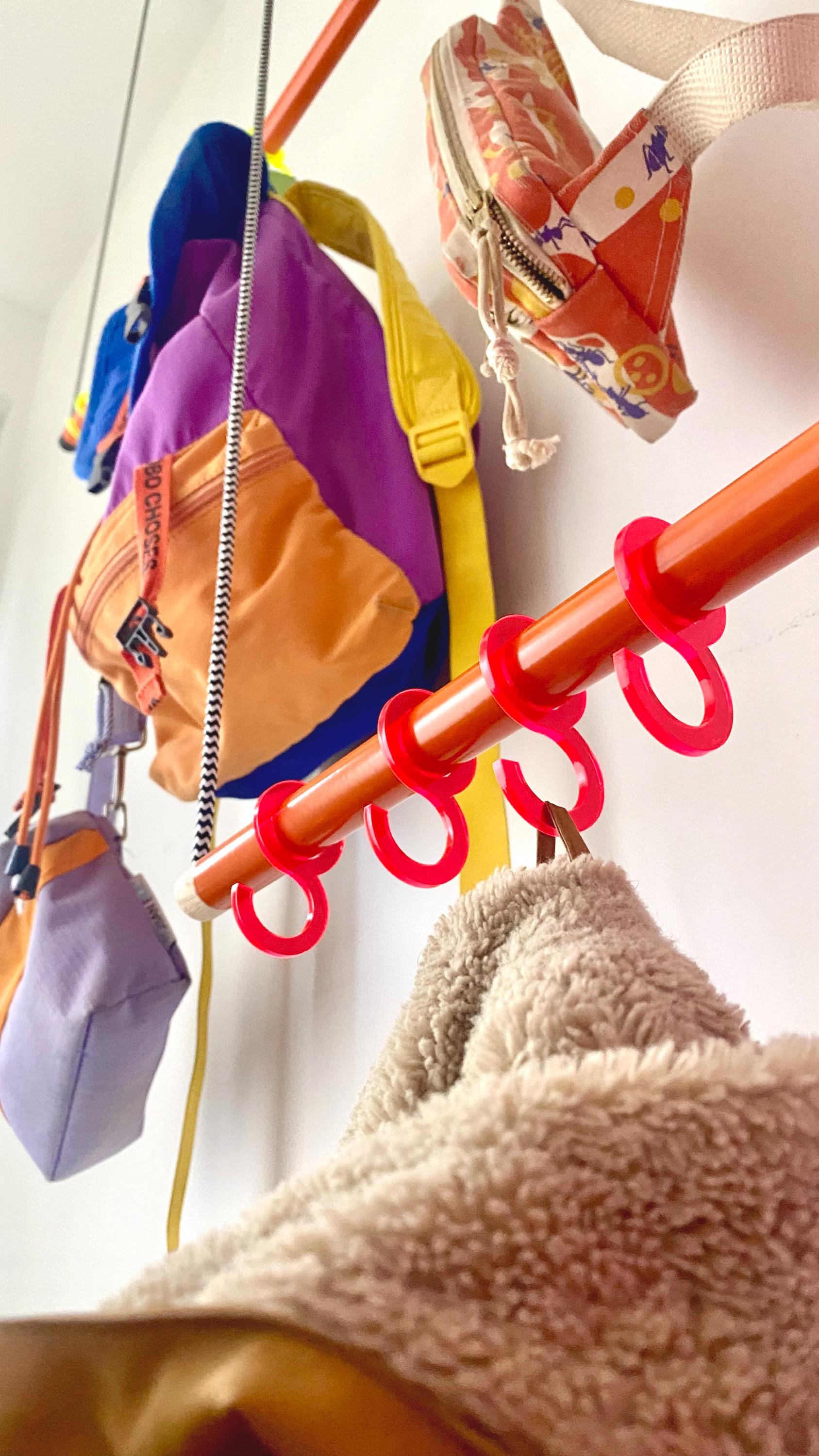 Hanging Coat Rack Orange Steel With Different Colored Wire and Hooks - Etsy