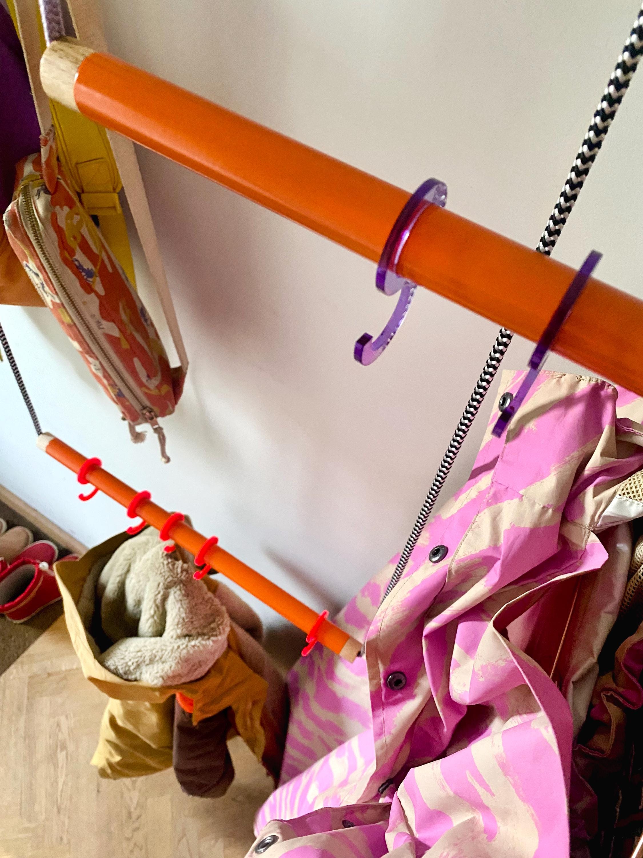 Hanging Coat Rack Orange Steel With Different Colored Wire and Hooks - Etsy