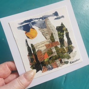 Small Collage Art 'mini Landscape 5' by UK Artist ..mixed Media ...