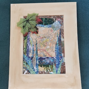 Collage Art 'exeter Map' by UK Artist ..unframed With Mount Small ...
