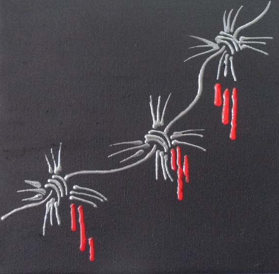 Barbed Wire Bleeding Punk Goth Wall Art on Canvas 20cm X 20cm | Etsy