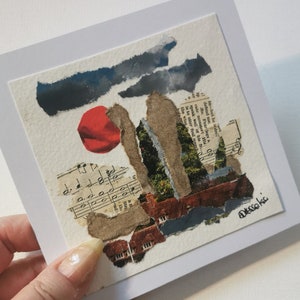 Small Collage Art 'mini Landscape 2 ' by UK Artist ..mixed Media ...