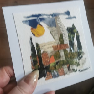 Small Collage Art 'mini Landscape 5' by UK Artist ..mixed Media ...