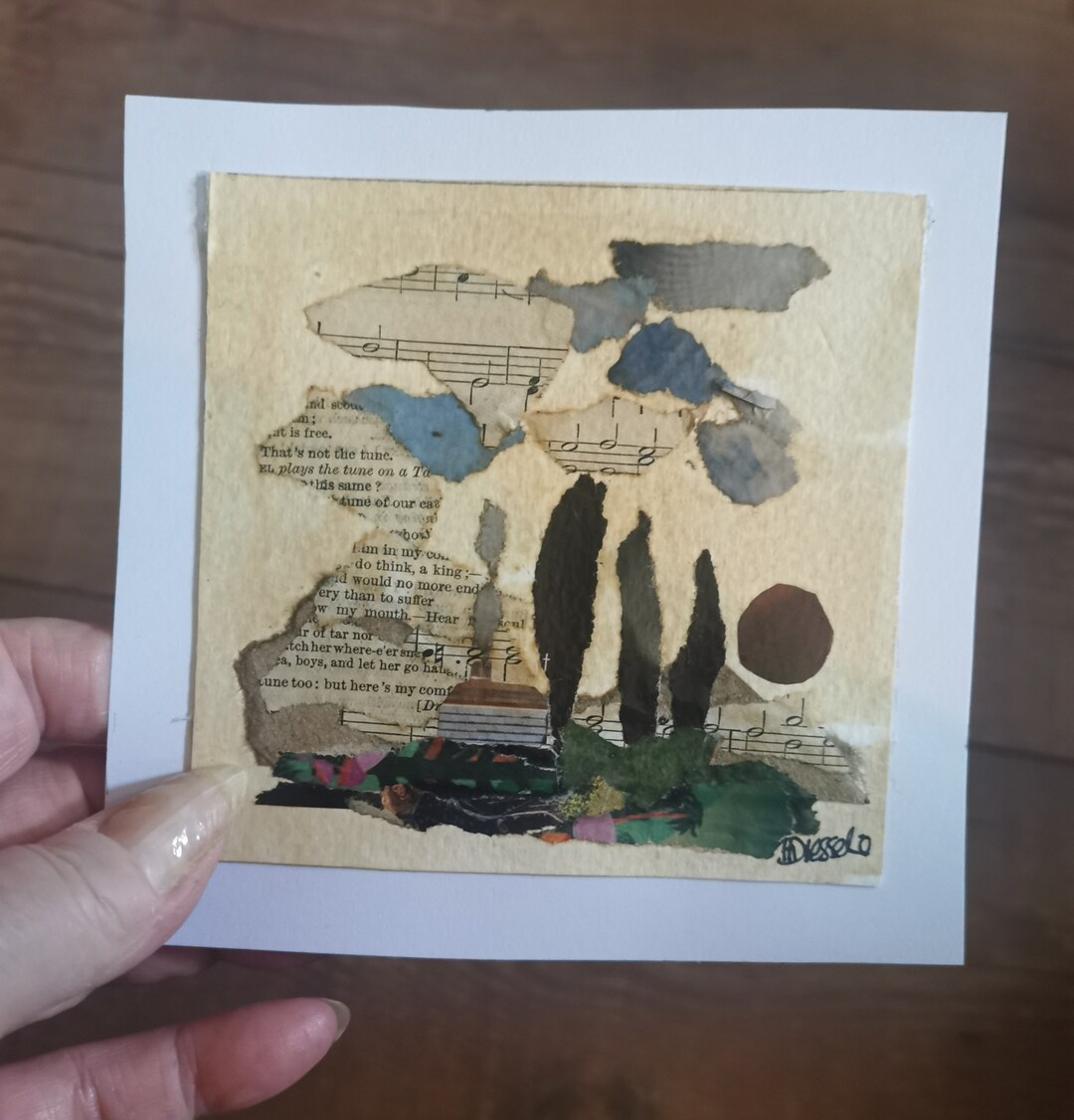 Small Collage Art 'mini Landscape 4' by UK Artist ..mixed Media ...