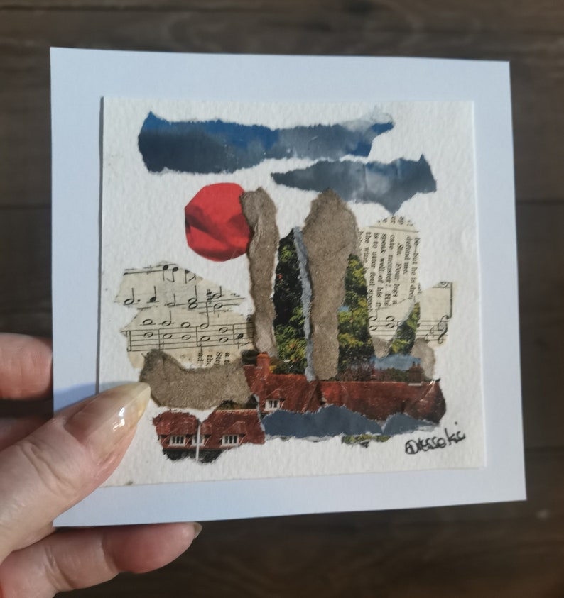 Small Collage Art 'mini Landscape 2 ' by UK Artist ..mixed Media ...