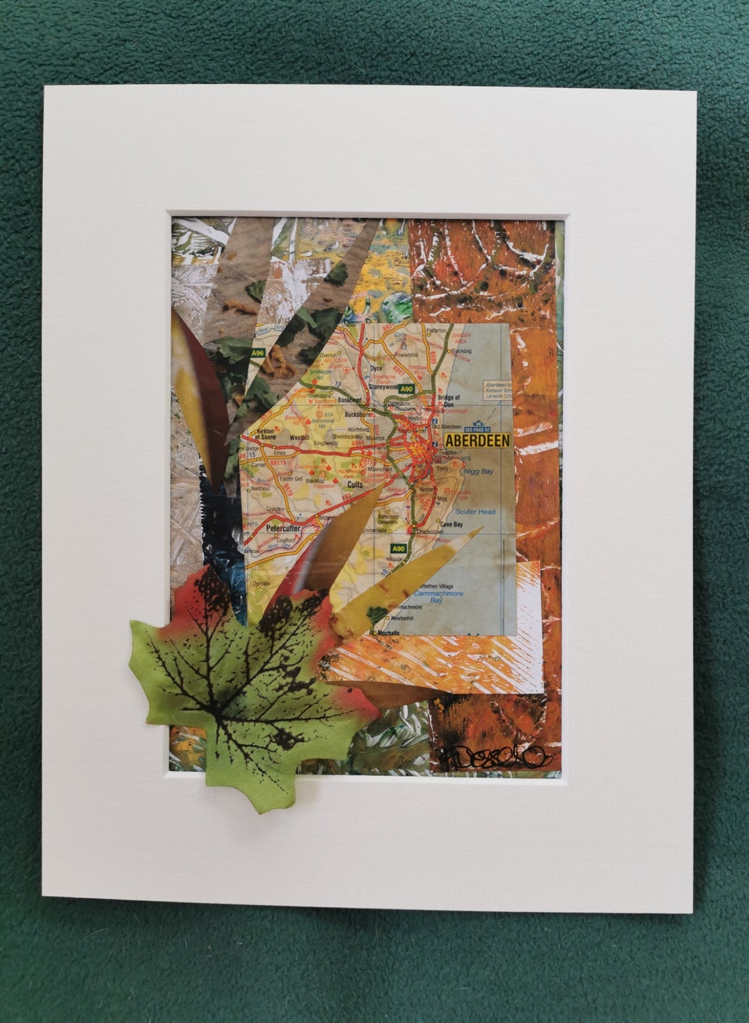 Aberdeen Map Collage Art: Original Mixed Media Artwork (8x10" Mounted ...