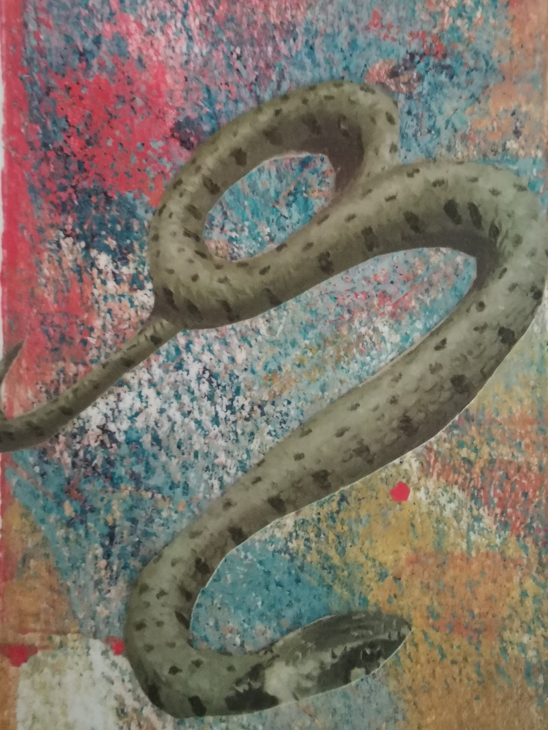 Original Unique Collage Gelli Art 'snake on Sand' by UK Artist ...