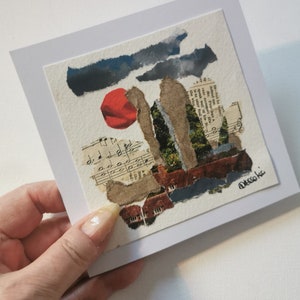 Small Collage Art 'mini Landscape 2 ' by UK Artist ..mixed Media ...